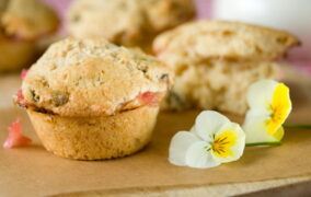 One of my favorite spring recipes, rhubarb muffins.
